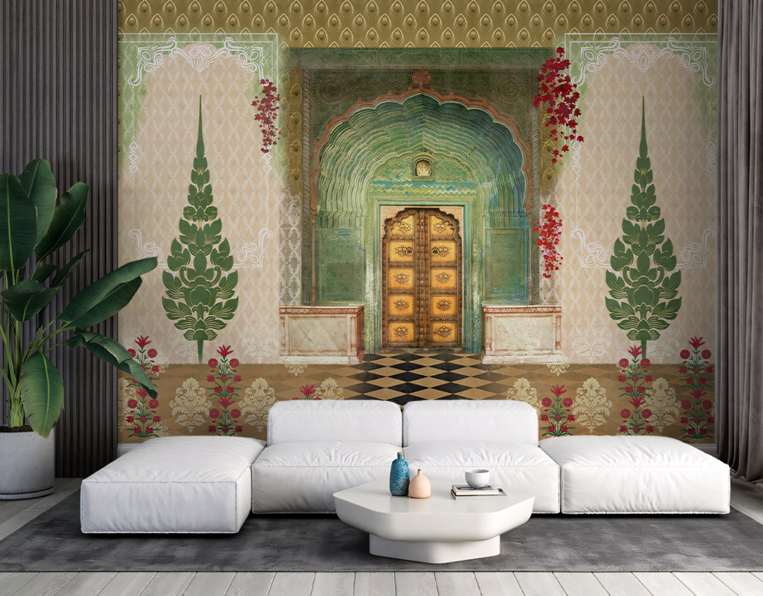 Indian Palace Jaipur Gate Wallpaper Mural – Rajasthani & Mughal Art ...