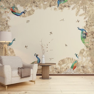 Indian Peacock Ceiling Wallpaper, Royal Ceiling Mural for Luxurious ...