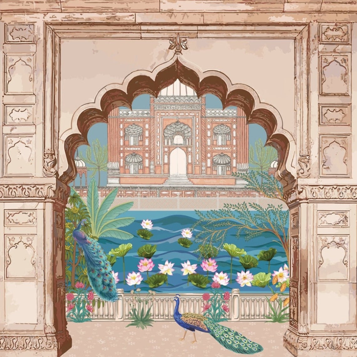 Royal Indian Heritage Darbar Wallpaper Mural, Ancient Mughal Palace ...