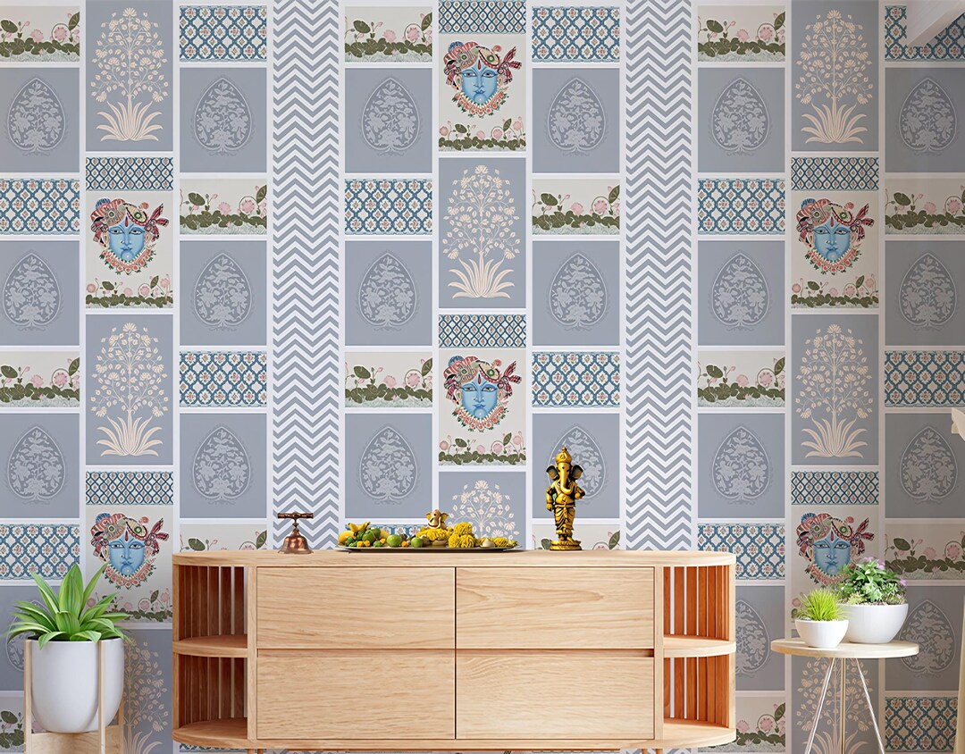 Srinath Ji Wallpaper - Krishna Pichwai Art Mural for Temple Room ...