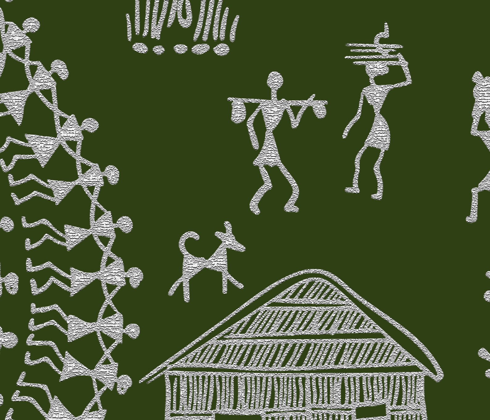 Indian Tribal Warli Art Wallpaper Mural, Ethnic Warli Folk Art Canvas ...