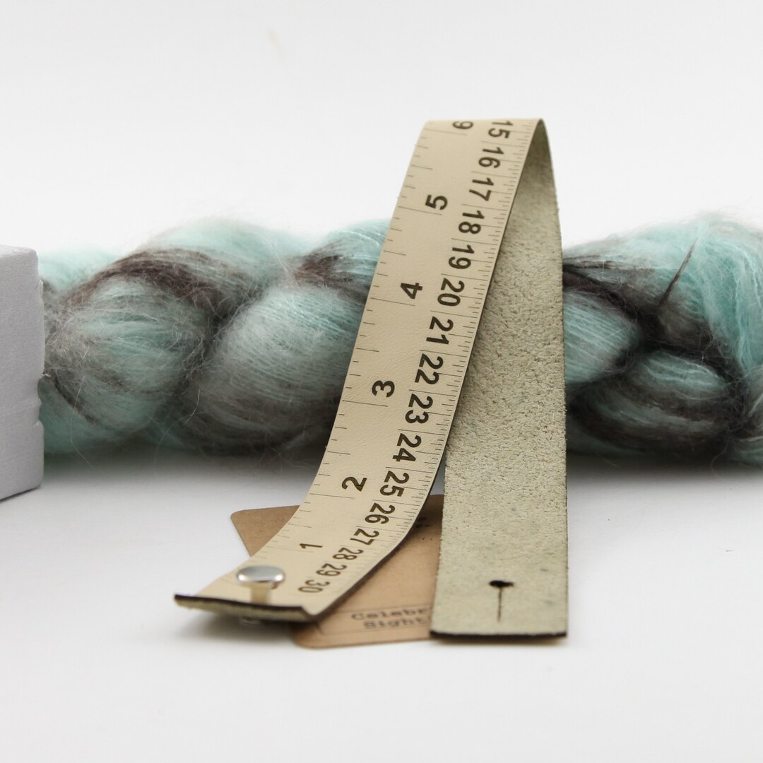 Leather Measuring Bracelet for Knitters - Neutral Tan - 1" Wide - Etsy