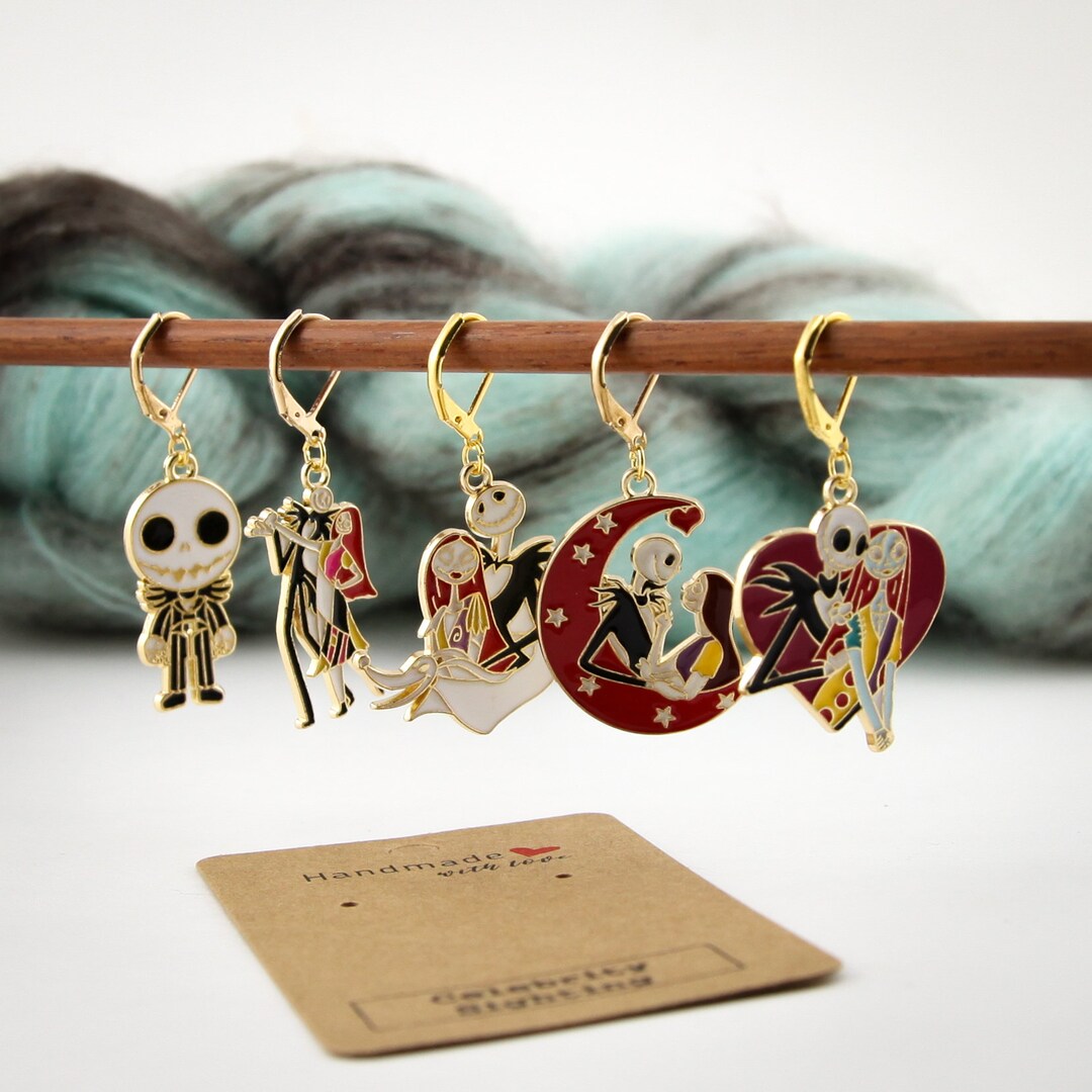 Jack and Sally 5 Stitch Markers for Knitting and Crochet - Etsy