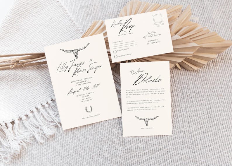 Editable Western Wedding Invitation Suite Template, Desert Wedding ...