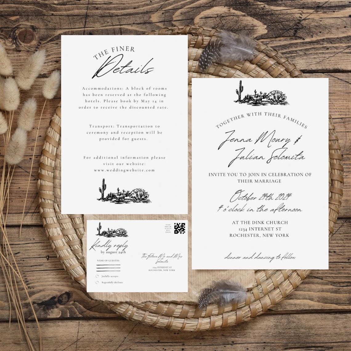 Editable Western Wedding Invitation Suite Template, Desert Wedding ...
