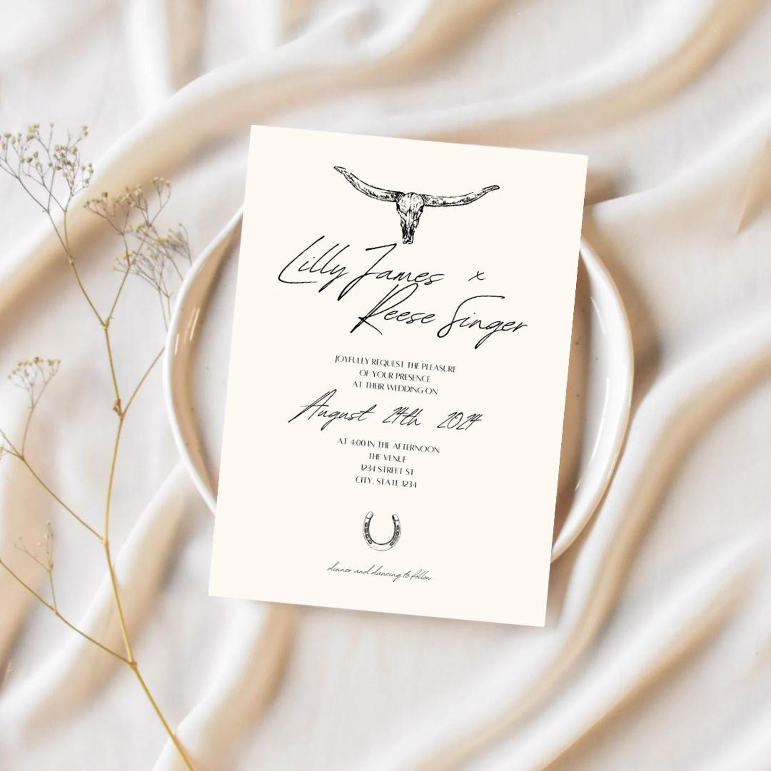 Editable Western Wedding Invitation Suite Template, Desert Wedding ...