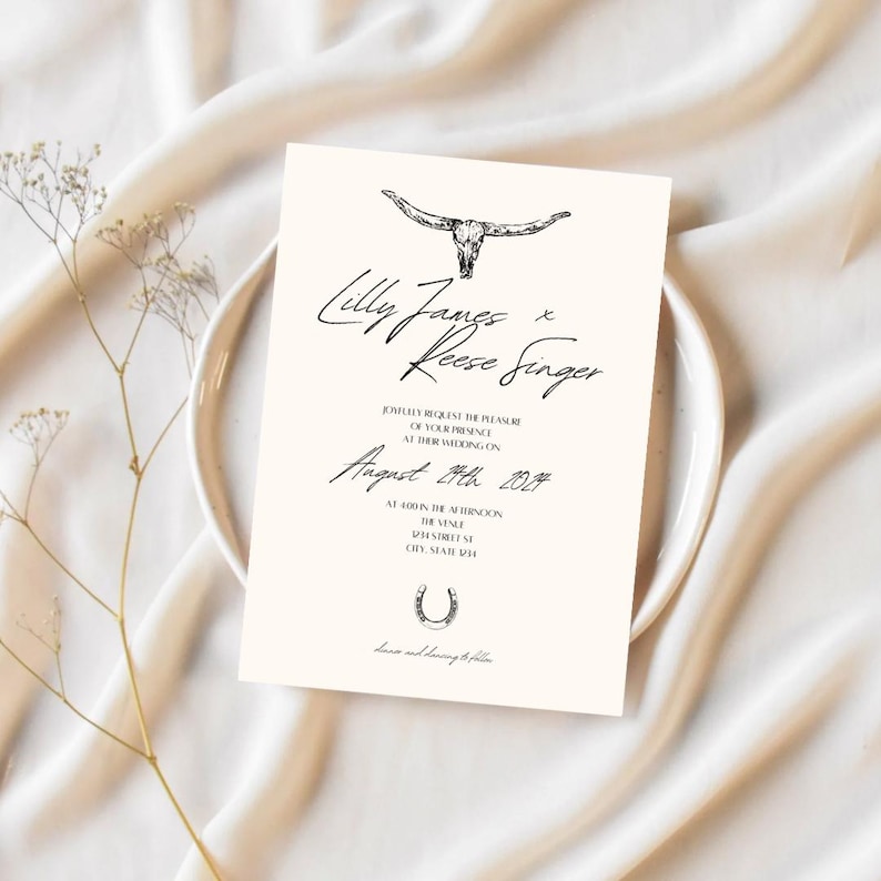 Editable Western Wedding Invitation Suite Template, Desert Wedding ...