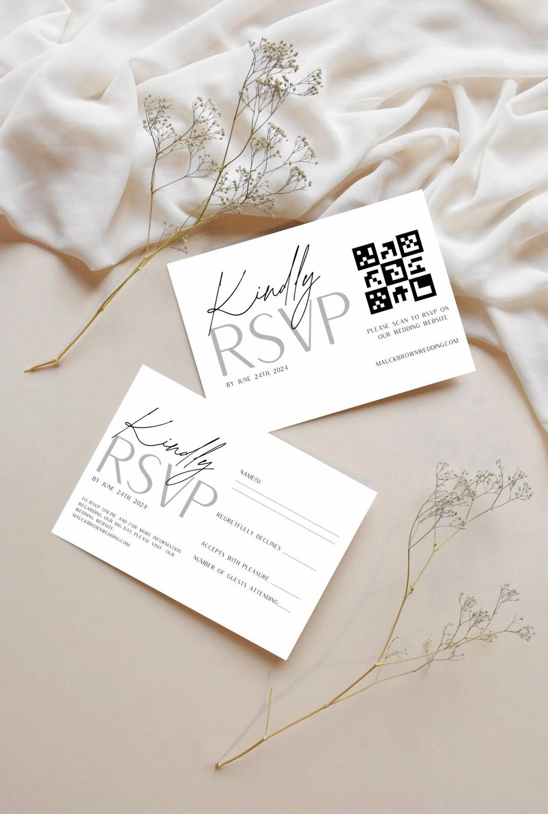 Customizable DIY Wedding RSVP Card Template, Modern Canva Design, Bride ...
