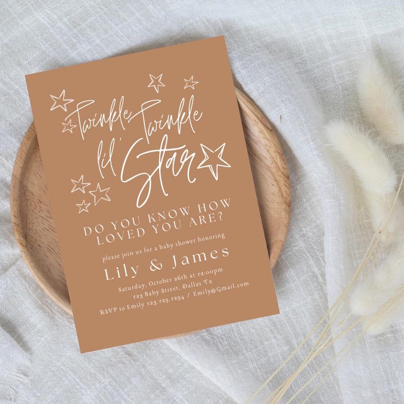 Customizable Twinkle Twinkle Little Star Baby Shower, Invitation ...