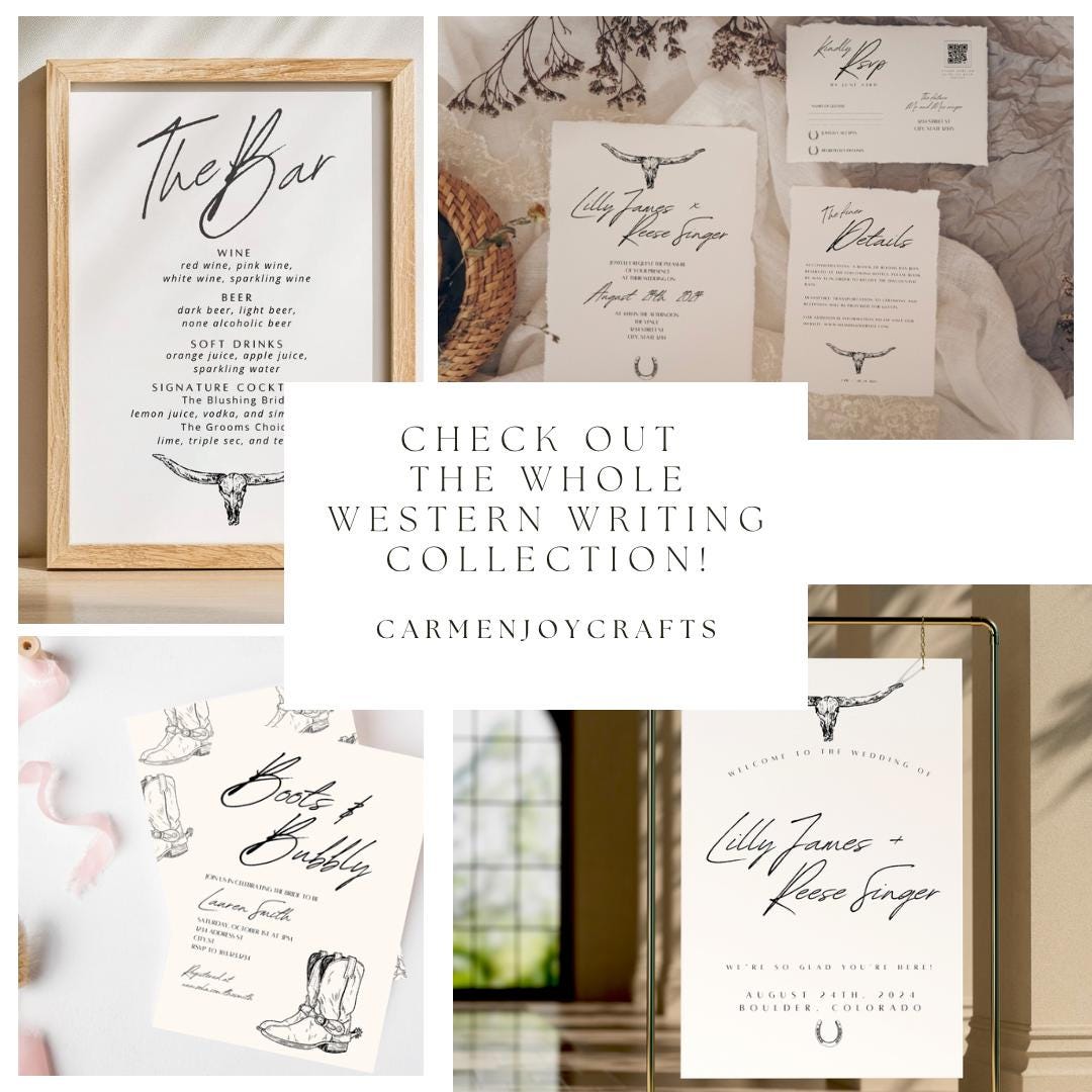 Customizable DIY Wedding Welcome Sign Template, Western Writing Themed ...