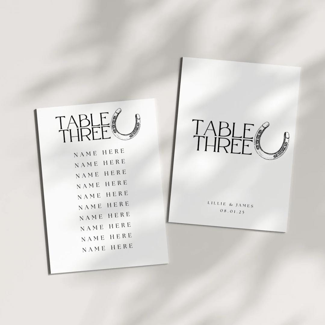 Western Wedding Seating Chart Template: Farm Table Numbers (digital ...