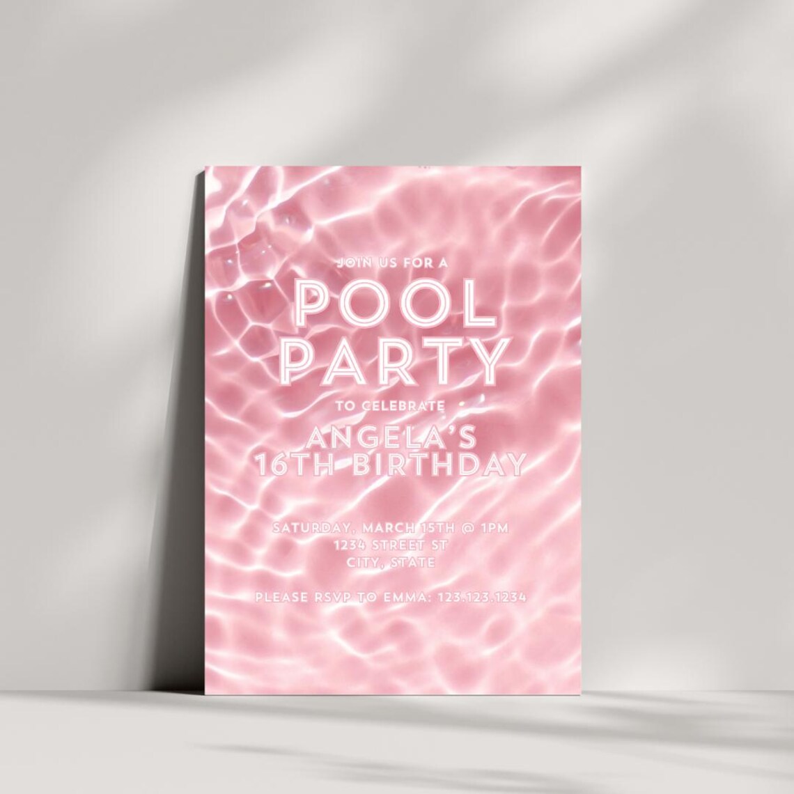 Pink Pool Party Birthday Invitation Template, Pool Party Invite, Summer ...