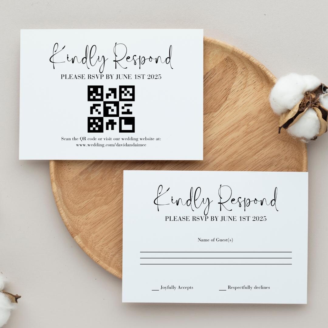 Customizable RSVP Wedding Card Template, Minimalist Wedding RSVP Card ...