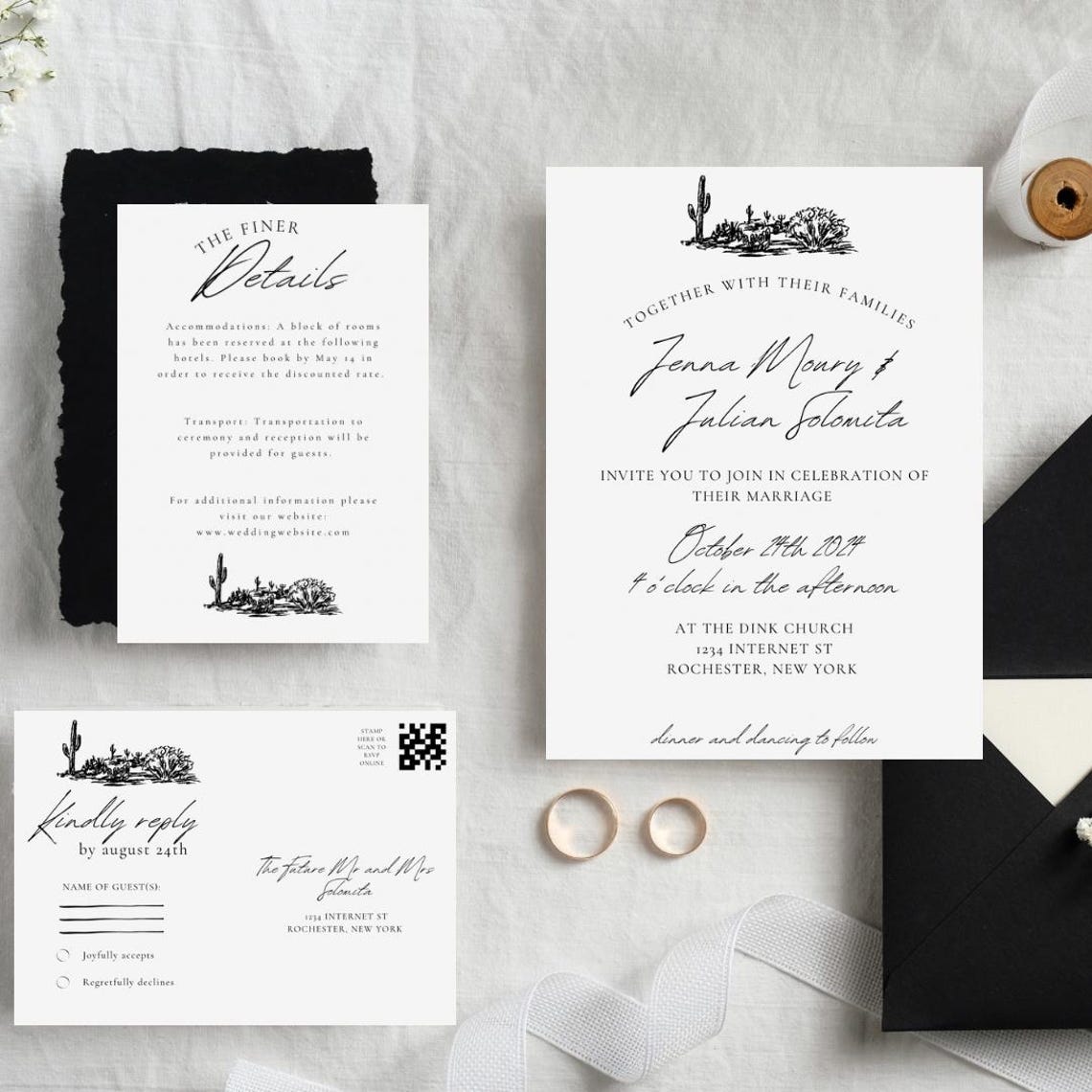 Editable Western Wedding Invitation Suite Template, Desert Wedding ...