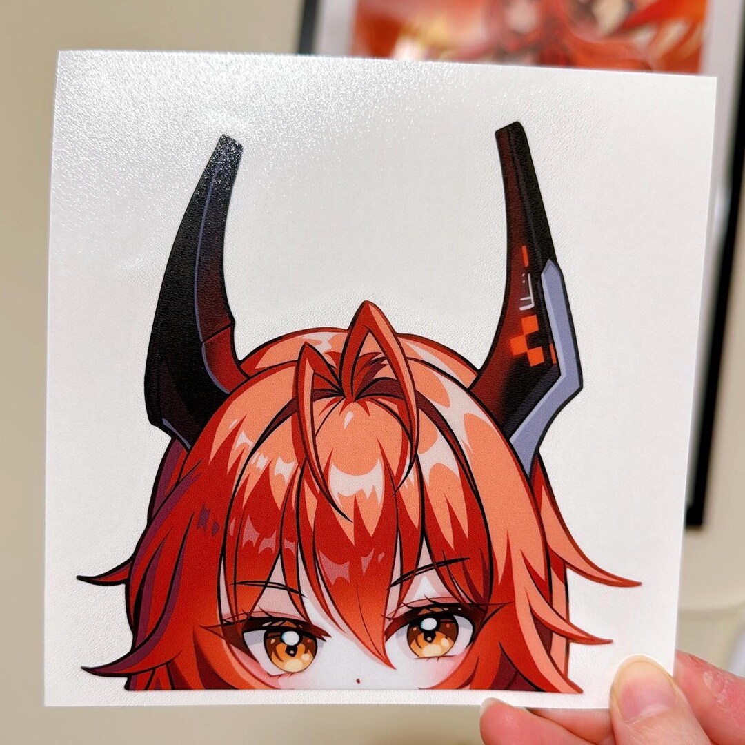 Red Hood Window Peeker 5" Car Decal Sticker | Goddess of Victory: Nikke ...