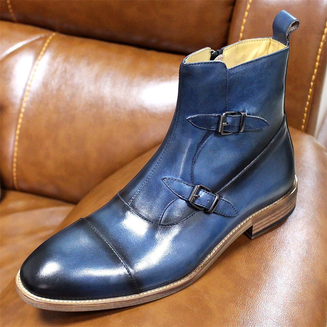 Men's Leather Zipper Boots Handmade Leather Boots Men - Etsy