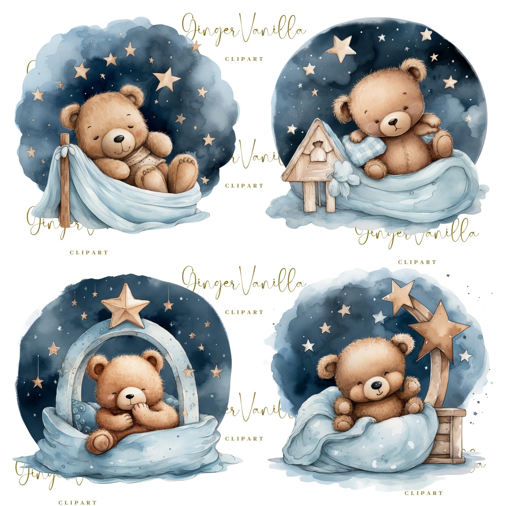 Baby Bear Clipart Cute Sleeping Bear Clipart Bedtime Png - Etsy