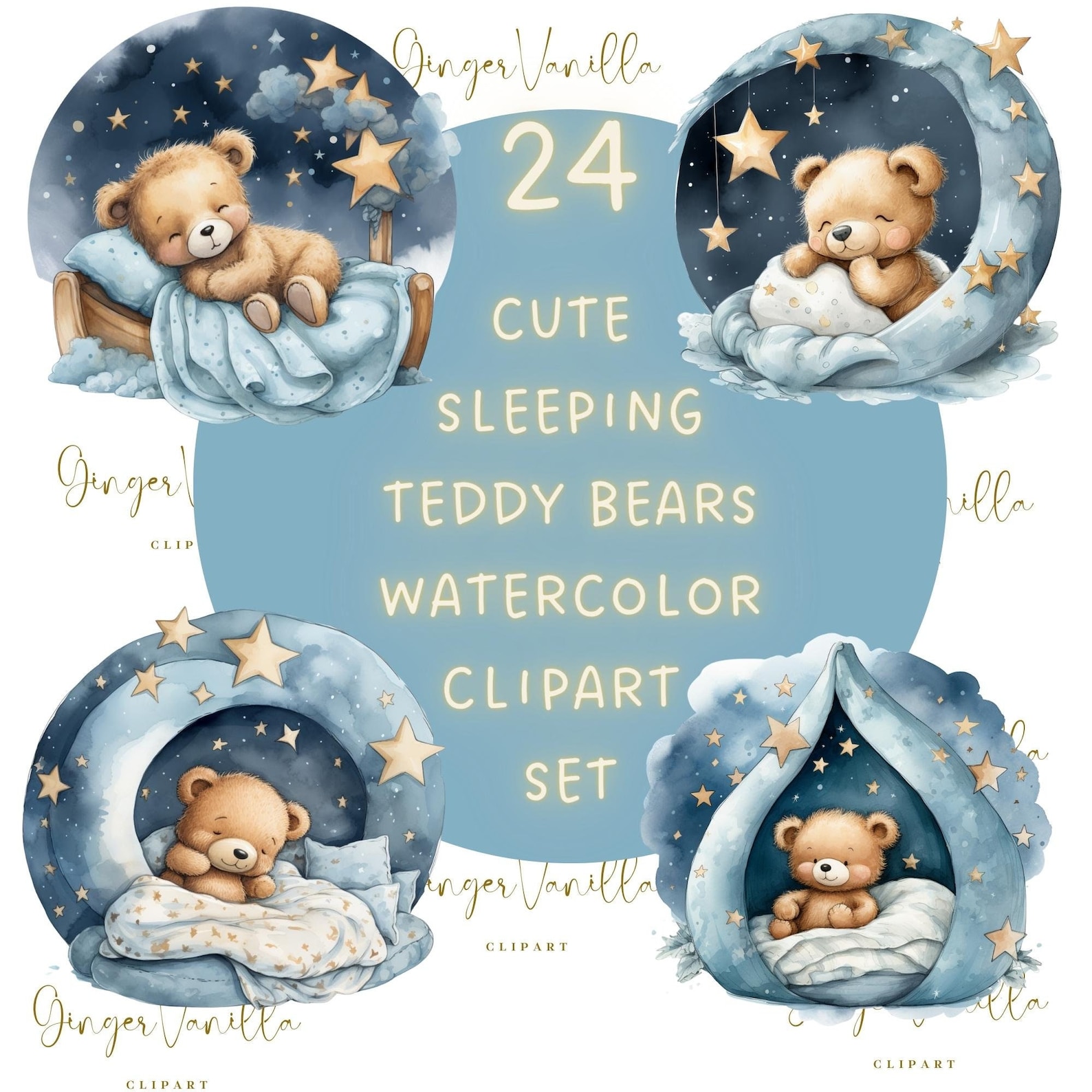 Baby Bear Clipart Cute Sleeping Bear Clipart Bedtime Png - Etsy