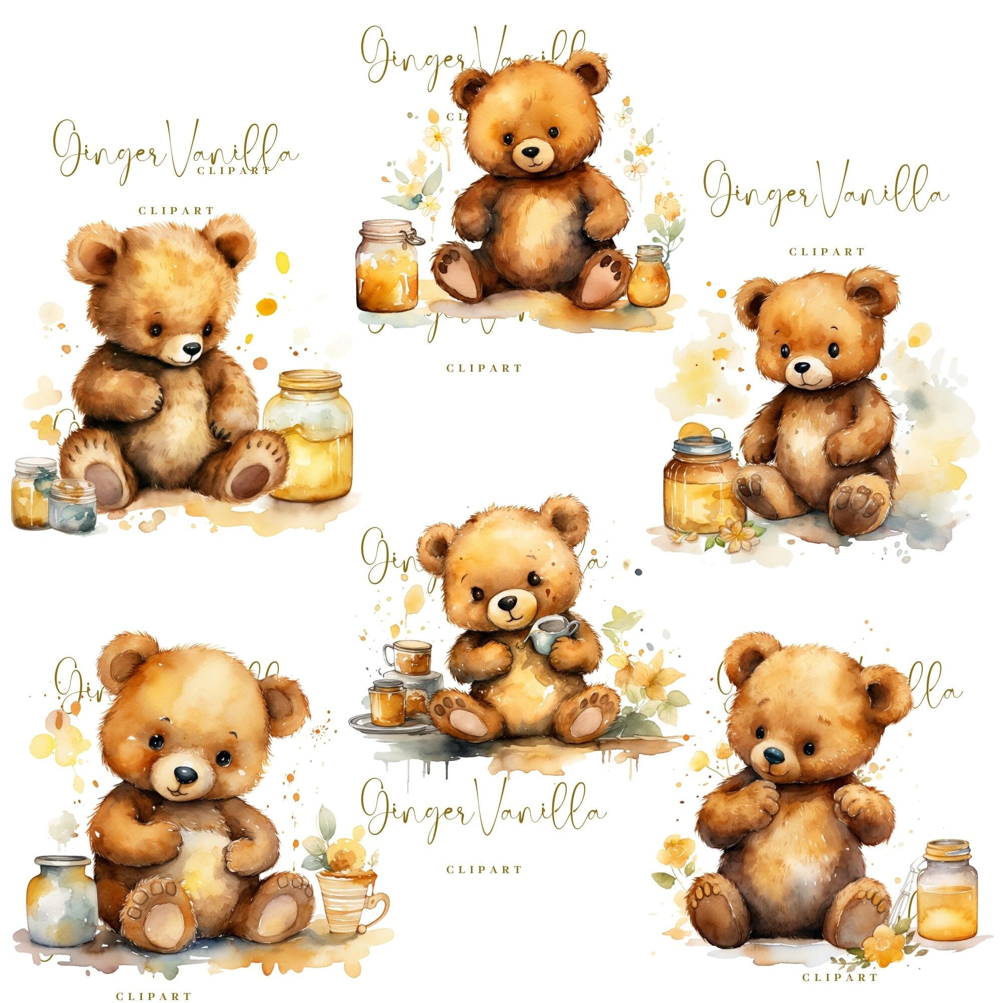 Teddy Bear Png Bear Png Baby Shower Watercolor Clipart - Etsy