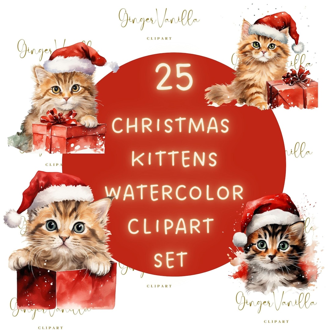 Cat Christmas Clipart Christmas Png Cute Cats Clipart - Etsy