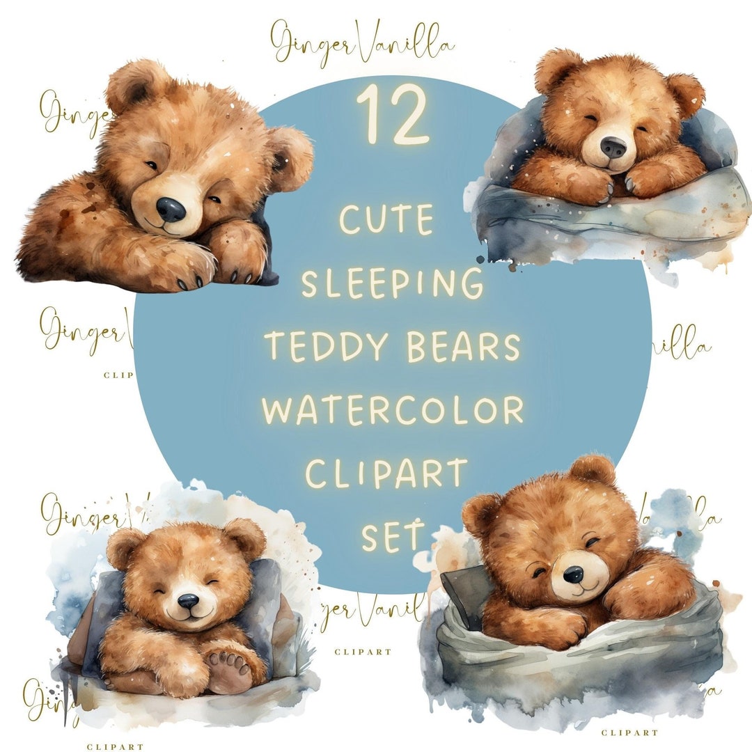 Baby Bear Clipart Cute Sleeping Bear Clipart Bedtime Png - Etsy