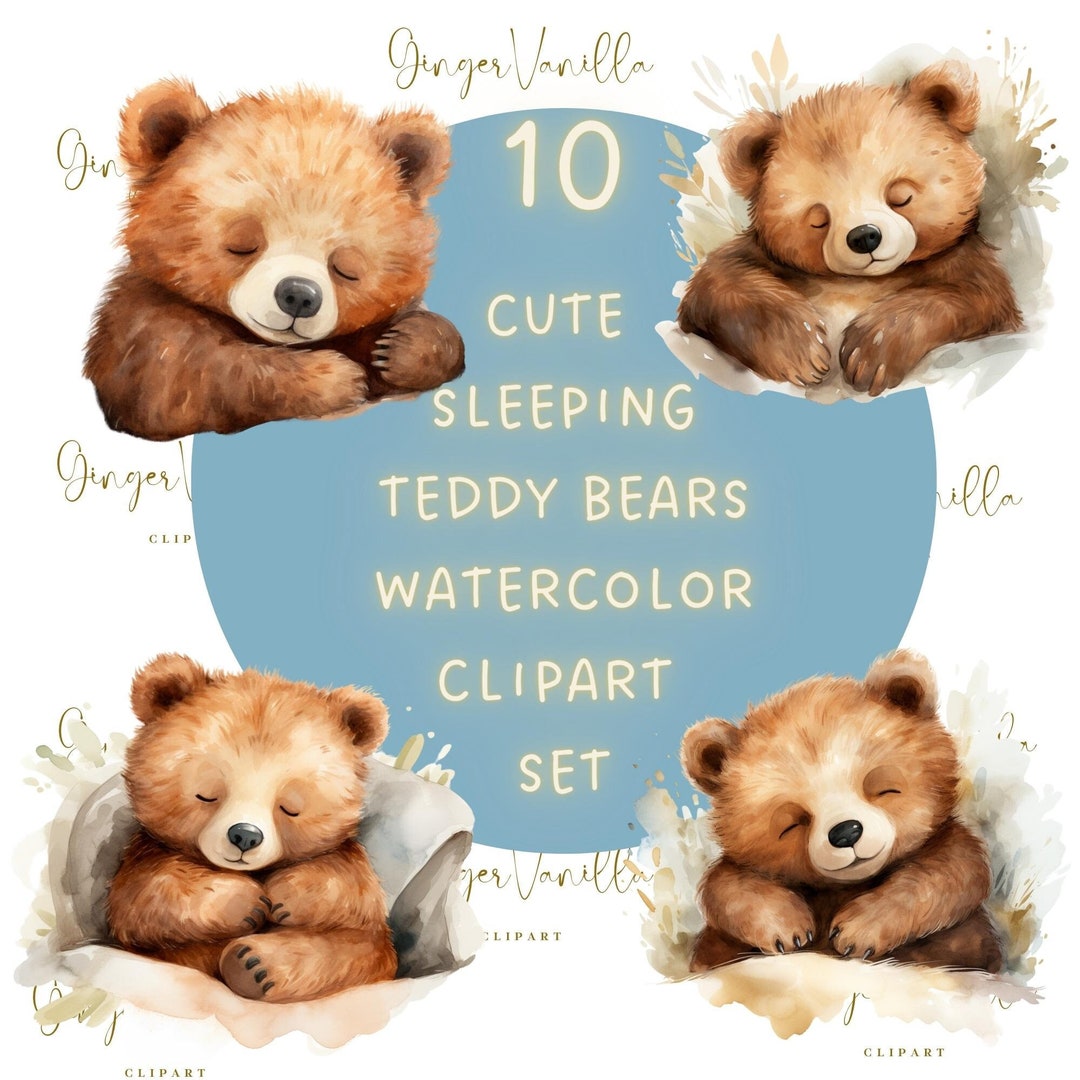 Baby Bear Clipart Cute Sleeping Bear Clipart Bedtime Png - Etsy