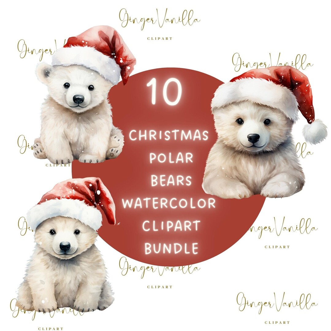 Polar Bear Clipart Christmas Polar Bear Christmas Png - Etsy