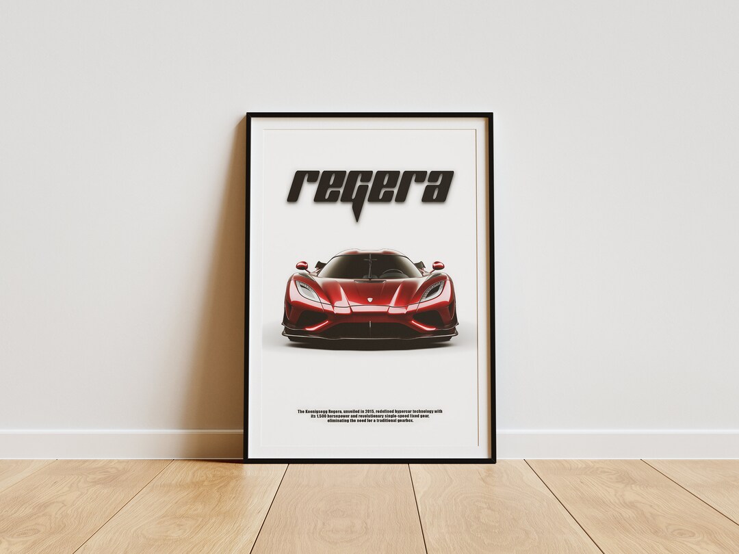 Koenigsegg Regera, Car Poster, Car Front View, Car Wall Art, Custom Car ...