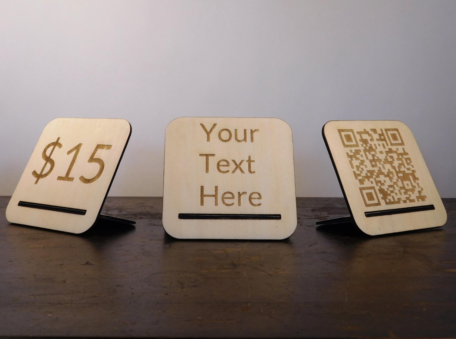 Customizable Collapsible Wooden Price Tag: Engraved Tabletop Sign - Etsy