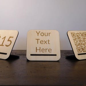 Customizable Collapsible Wooden Price Tag: Engraved Tabletop Sign - Etsy