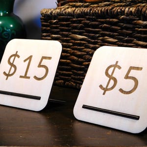 Customizable Collapsible Wooden Price Tag: Engraved Tabletop Sign - Etsy