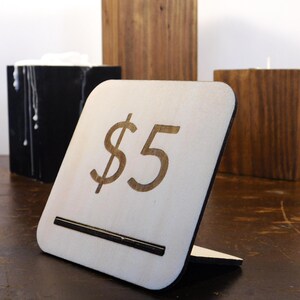 Customizable Collapsible Wooden Price Tag: Engraved Tabletop Sign - Etsy