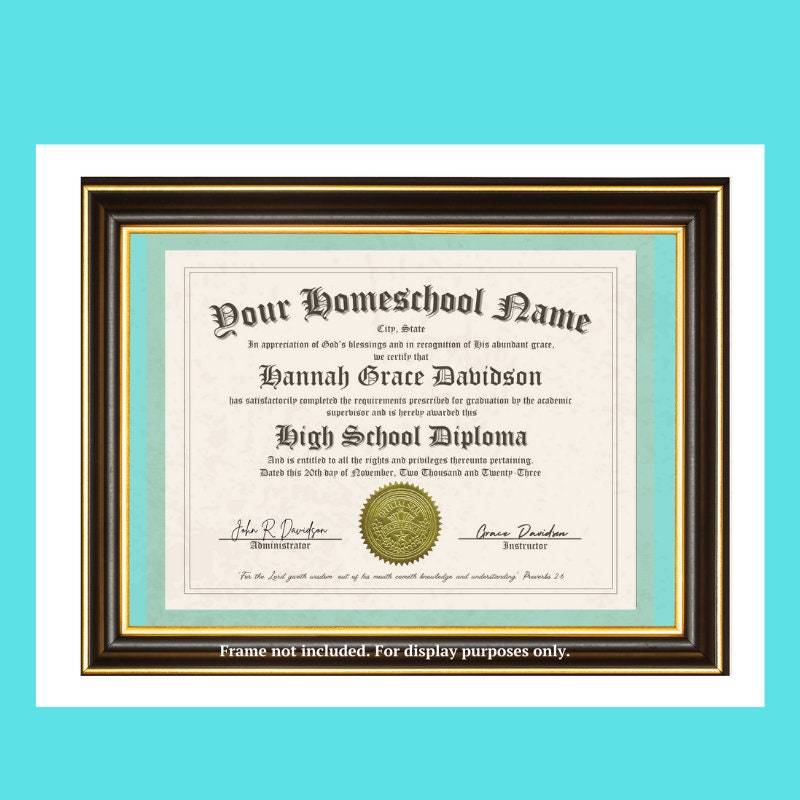Custom Faith-based Diploma, Custom-made Homeschool Highschool Diploma ...