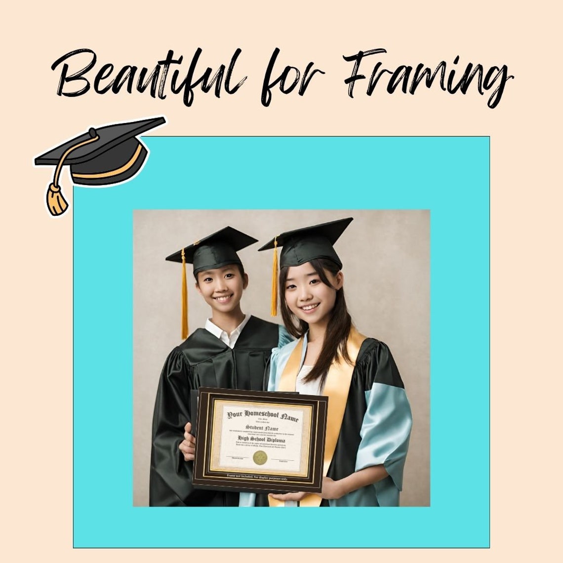 Custom Diploma, Highschool Diploma, Homeschool Diploma, Customizable ...