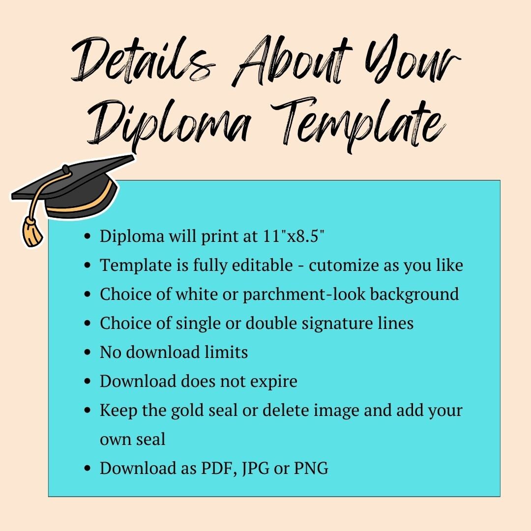 Custom Diploma, Highschool Diploma, Homeschool Diploma, Customizable ...