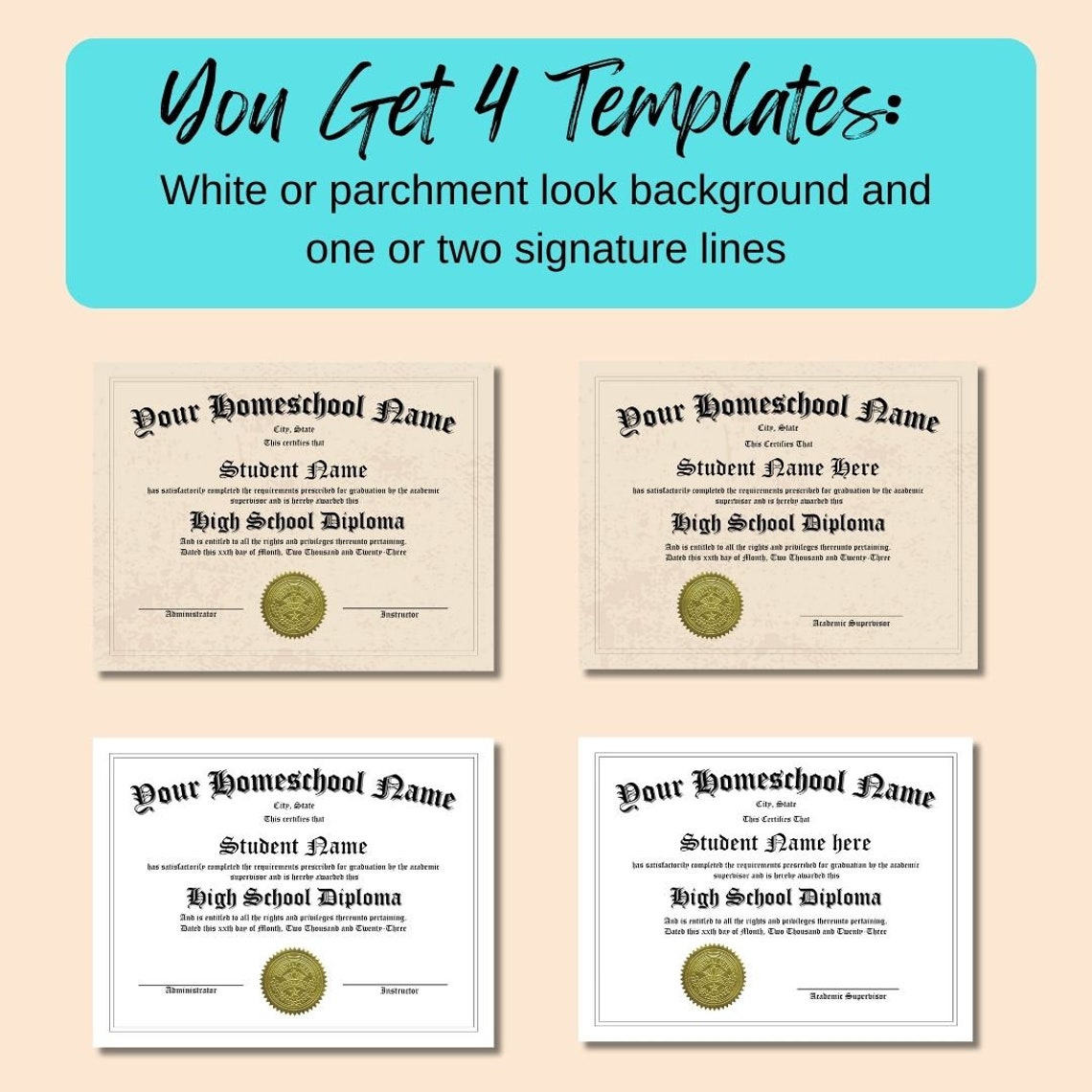 Custom Diploma, Highschool Diploma, Homeschool Diploma, Customizable ...