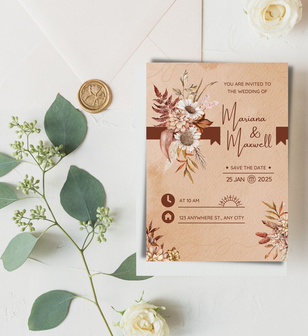 Invite Black and White, Wedding Invitation INSTANT DOWNLOAD, Wedding Invite, DIY Printable ...