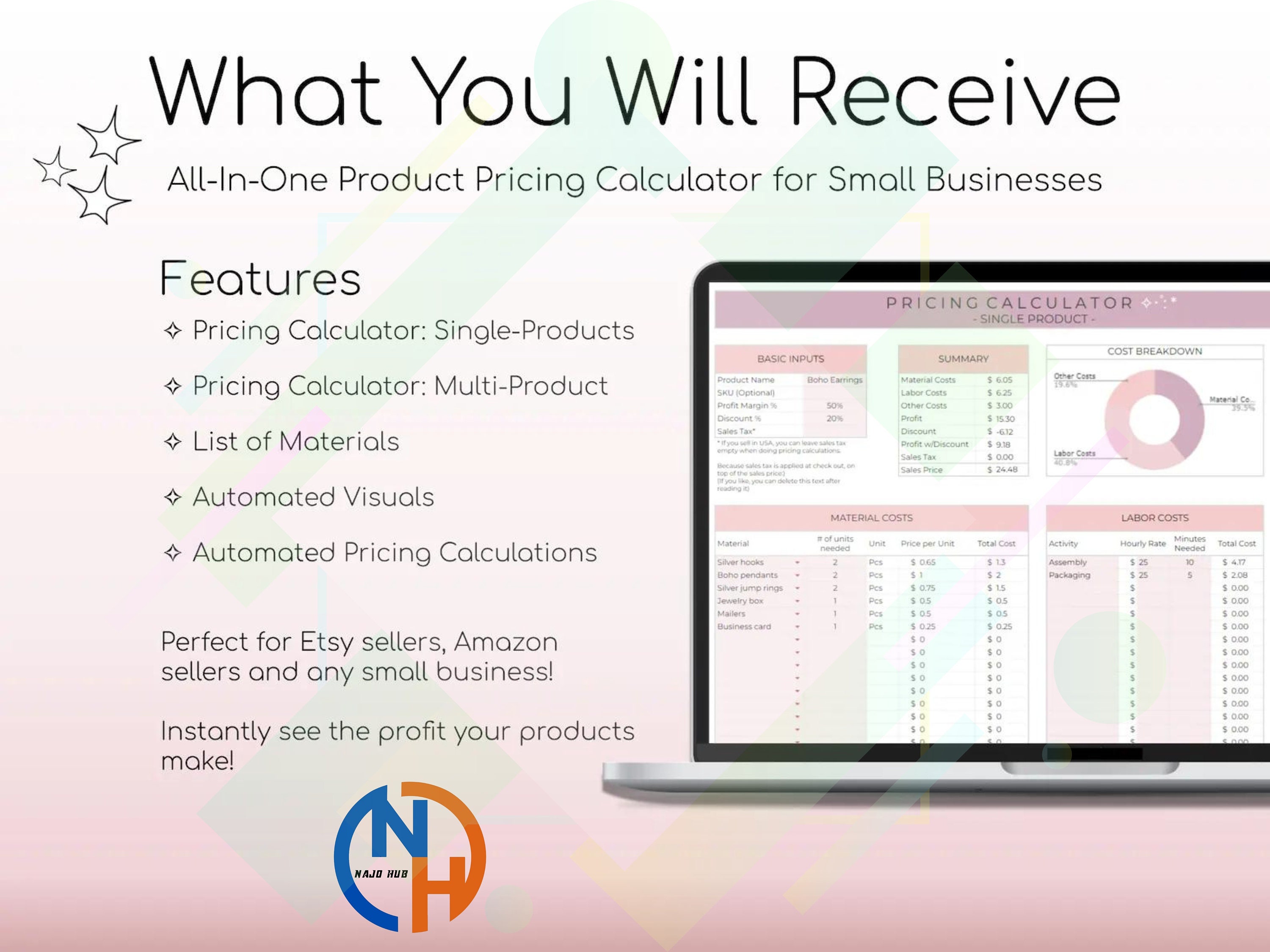 Pricing Calculator Spreadsheet, Small Business Template, Product ...