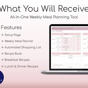 Weekly Meal Planner and Grocery List, Google Sheets Digital Template ...