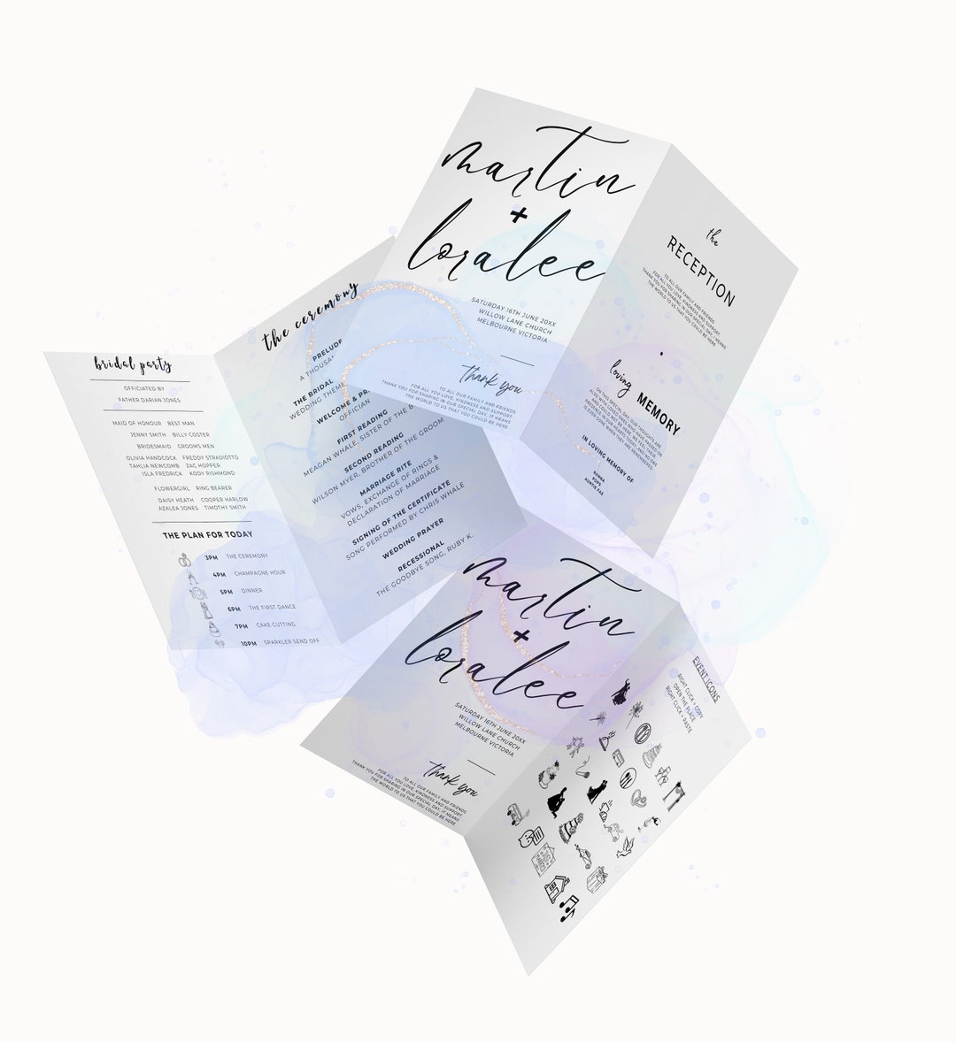 Church Wedding Printable Program, Folded Minimalist Wedding Program ...