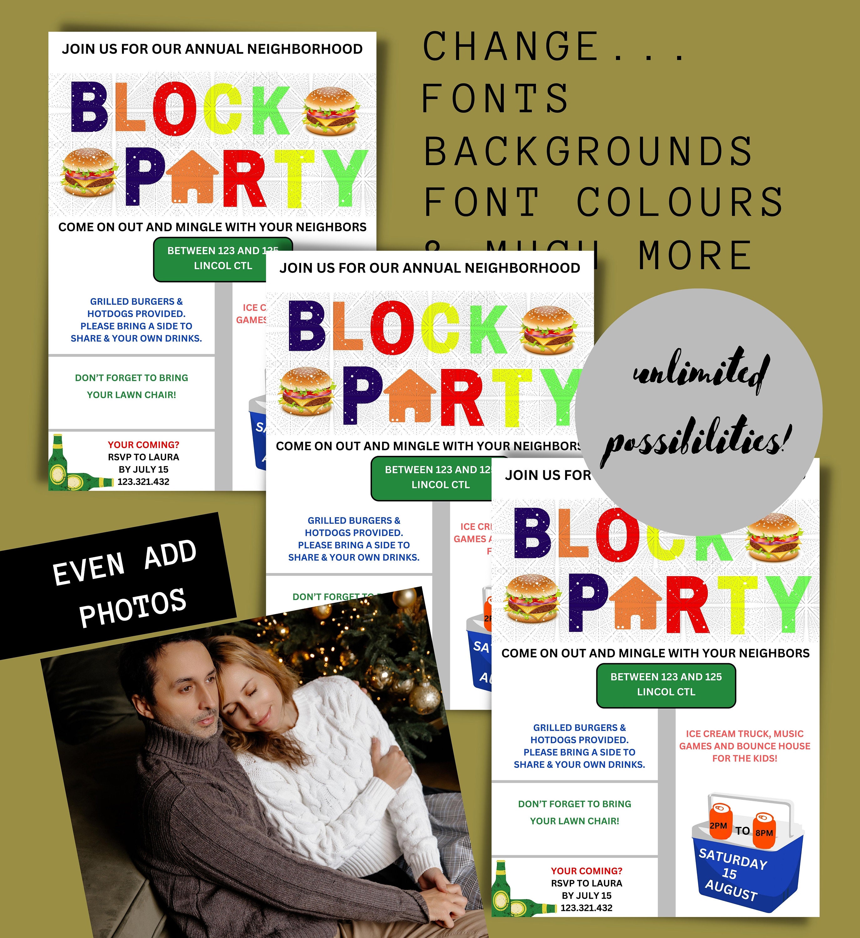Neighborhood Block Party Flyer, Neighborhood Block Party BBQ Invitation ...
