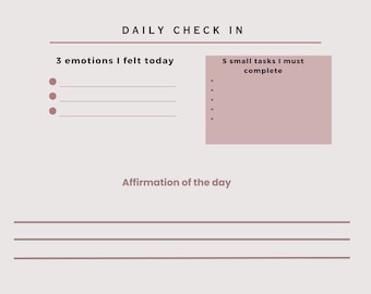 Daily Mental Health Check-in Log- Printable - Etsy