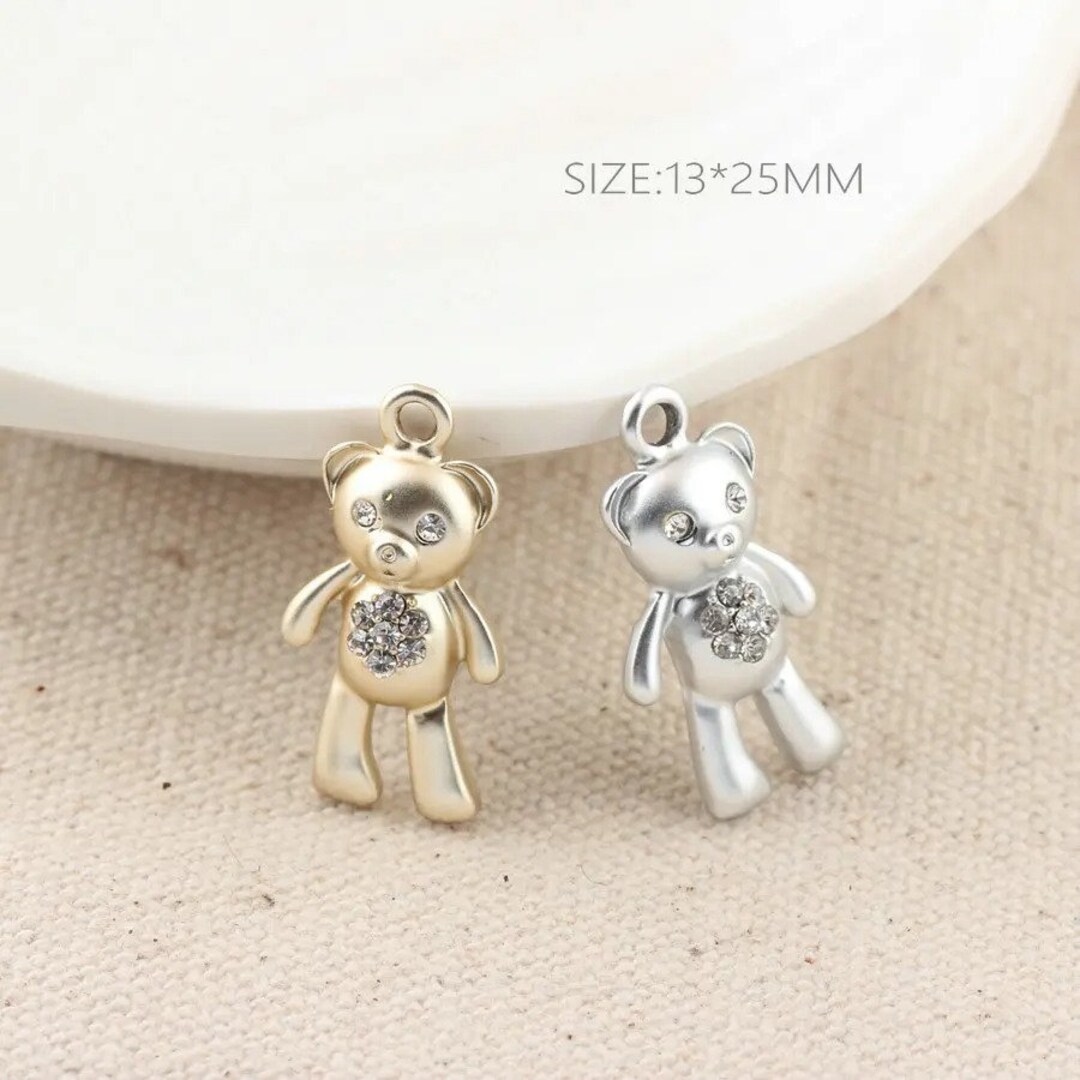 10 Pieces of Cute Teddy Bear Rhinestone Charms Plastic - Etsy