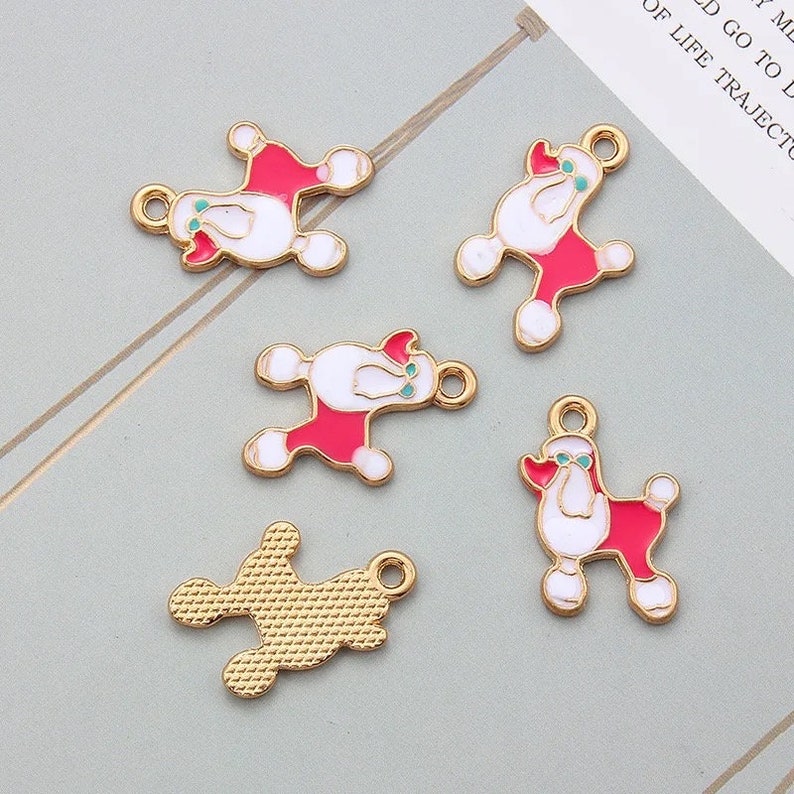 10 Pieces of Cute Dog Poodle Charms, Animal Chams, Poodle Enamel Charms ...