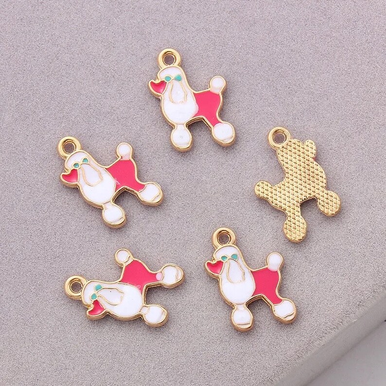 10 Pieces of Cute Dog Poodle Charms, Animal Chams, Poodle Enamel Charms ...