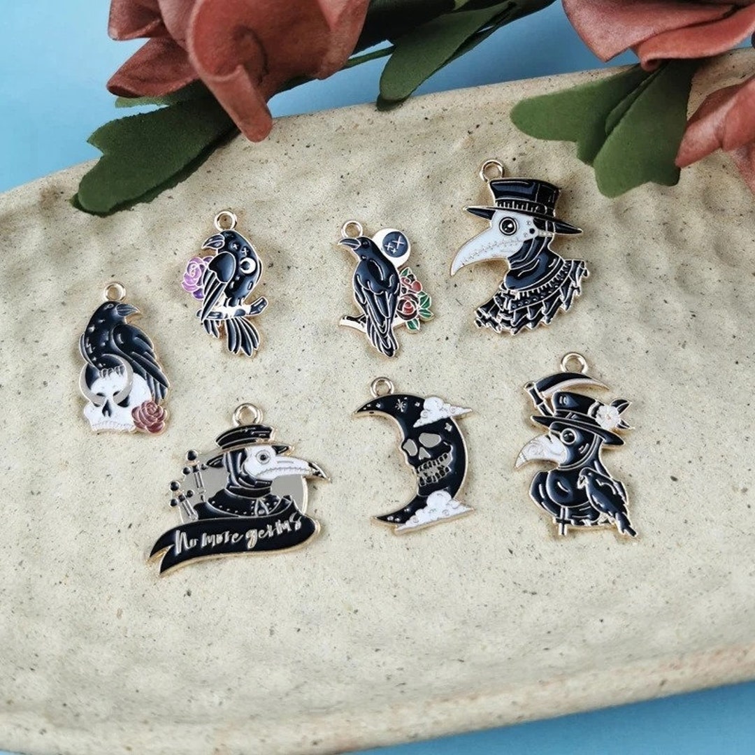 10 Pieces of Gothic Crow Witch Doctor Metal Charms Enamel - Etsy