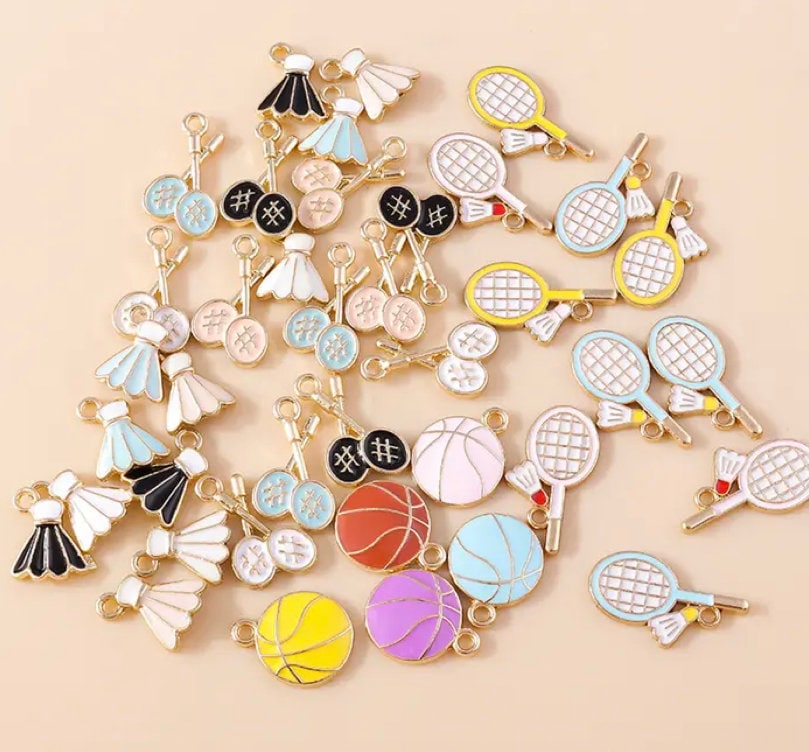 10 Pieces of Badminton Charms, Sports Charms, Shuttlecock Charms ...