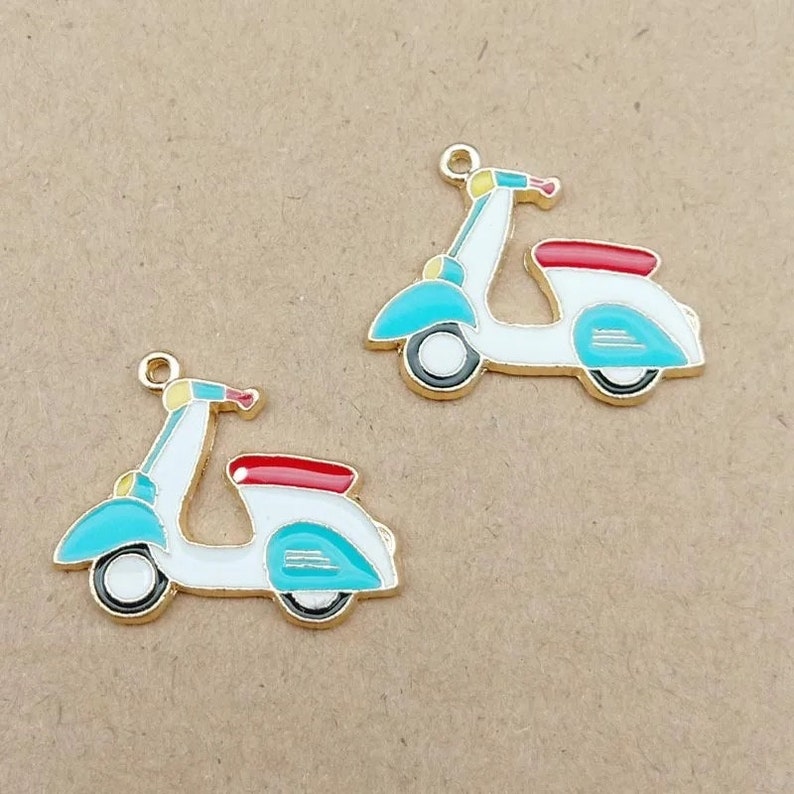 10 Pieces of Transportation Motorcycle Bicycle Enamel Charms - Etsy