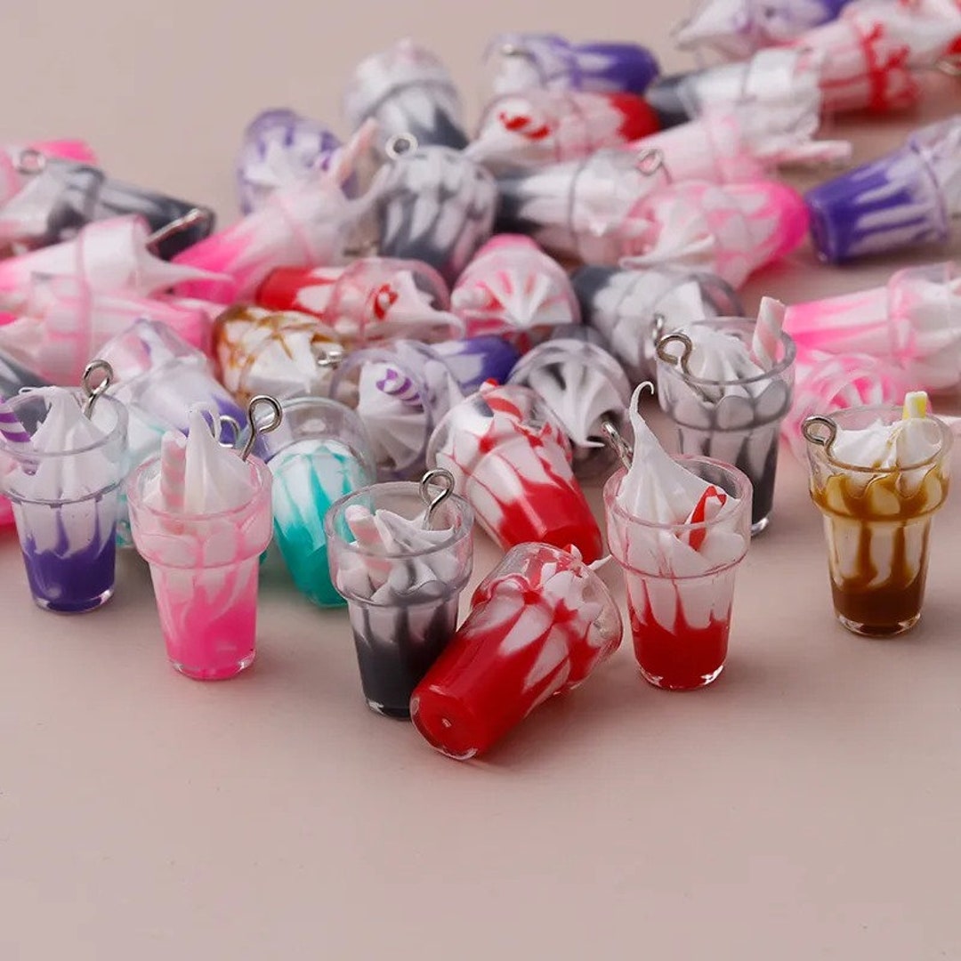 10 Pieces of Milkshake Ice Cream Glass Resin Charms Coffee - Etsy