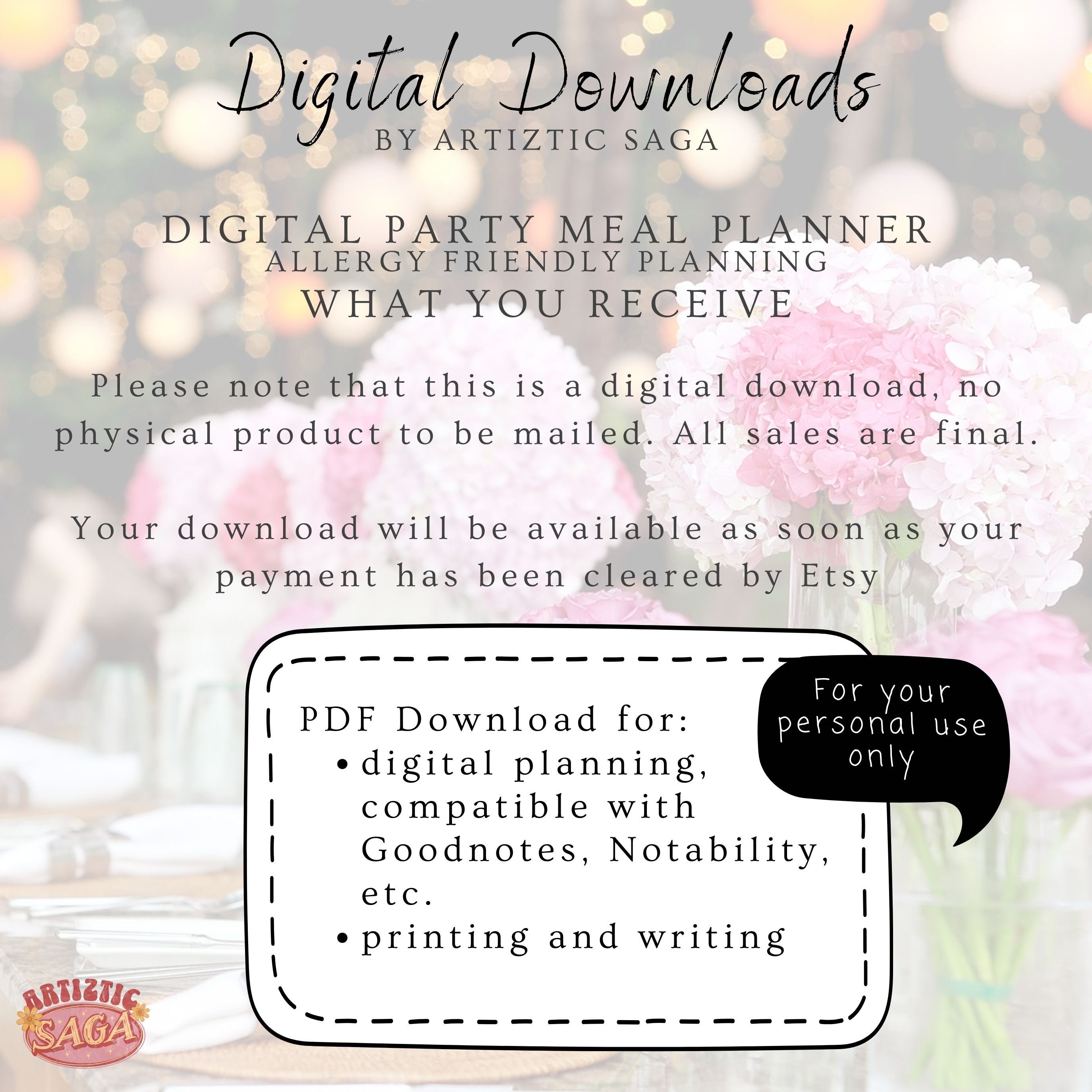 Digital Birthday Party Menu Planner, Allergy Friendly Menu Planner, for ...